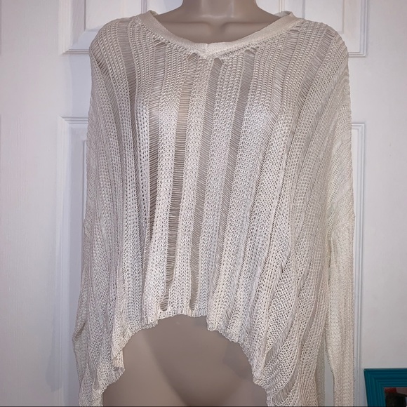 Fashion Nova | Tops | Catherine Sweater Sheer Net Shredded Distressed ...